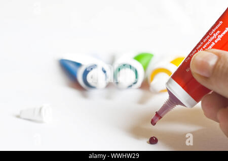 Tubes with food colouring Stock Photo - Alamy