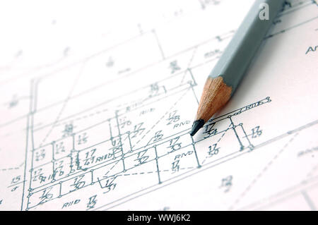Architect's accessories on plan papers Stock Photo - Alamy