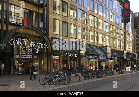 Geneva city center with shops and boutiques, Switzerland Stock Photo ...