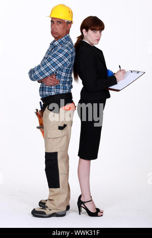 Foreman stood with a colleague Stock Photo - Alamy