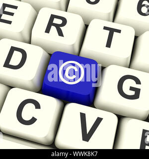 Copyright Blue Computer Key Showing Patent Or Trademarks Stock Photo ...