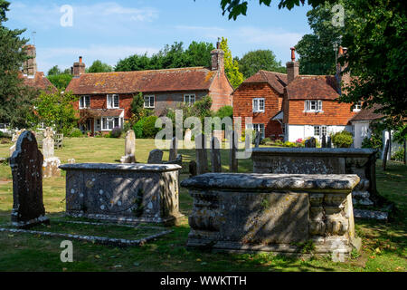 Pretty churchyard of Hellingly village church, East Sussex, UK Stock ...