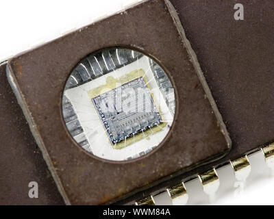 The inside of a electronic device showing the semiconductor circuit ...