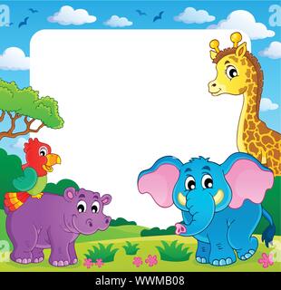 Hippo drawing frame. Wildlife Hippopotamus animal on white background ...