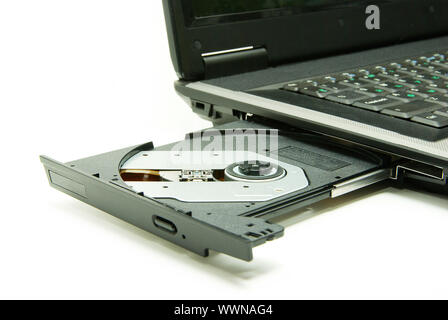 black laptop with cd tray open Stock Photo - Alamy