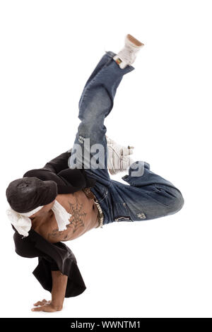 Brake dance move on isolated white background Stock Photo - Alamy