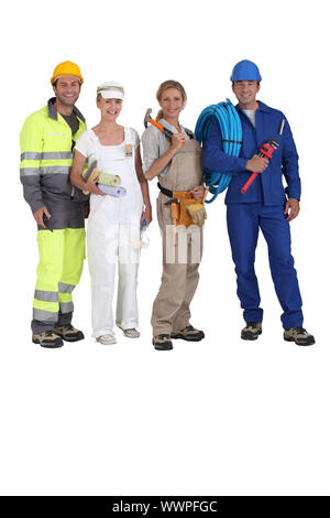Four People Of Different Occupations Standing Together Stock Photo - Alamy