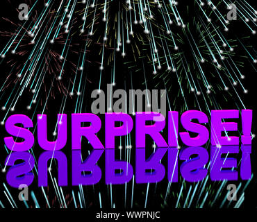 Surprise Word And Fireworks Showing Shock And Celebrations Stock Photo ...