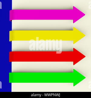 Four Multicolored Arrow Tabs Over Paper For Menu Lists Or Notes Stock ...