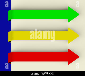 Three Multicolored Arrow Tabs Over Paper For Menu Lists Or Notes Stock ...