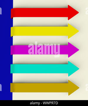 Five Multicolored Arrow Tabs Over Paper For Menu Lists Or Notes Stock ...