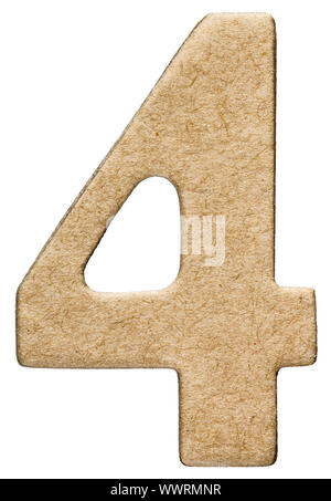 4, four, numeral from cardboard, isolated on white background Stock ...