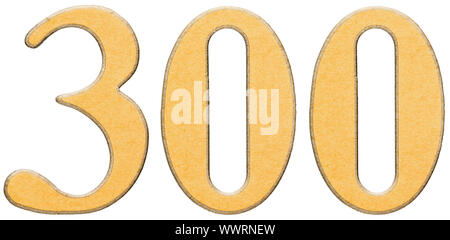 300, three hundred, numeral of wood combined with yellow insert ...
