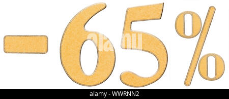 Percent off. Discount. Minus 65, sixty five, percent. Metal numeral ...