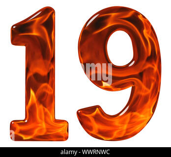 Numeral 19, nineteen, from decorative balls, isolated on white ...