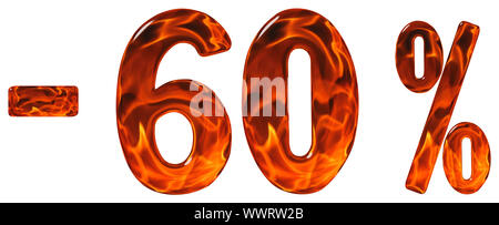 Percent off. Discount. Minus 60 sixty percent, numerals isolated on ...