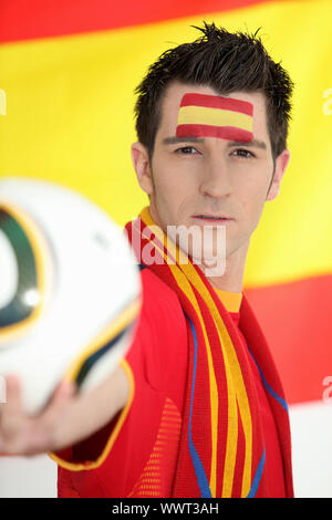 Passionate Spain Football Fan Celebrating FIFA World Cup Victory Stock ...
