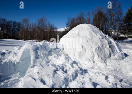 Real snow igloo house in the winter Carpathian mountains. Snow-covered ...