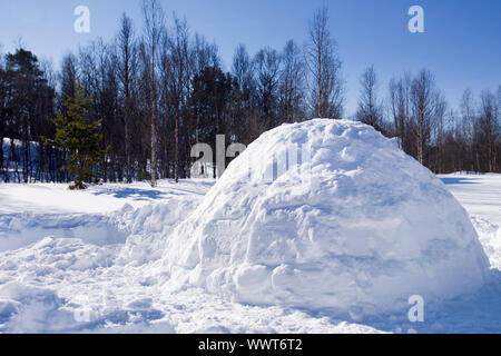 Real snow igloo house in the winter Carpathian mountains. Snow-covered ...