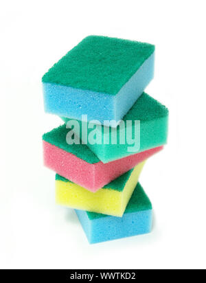 tower from sponges on a white background Stock Photo - Alamy