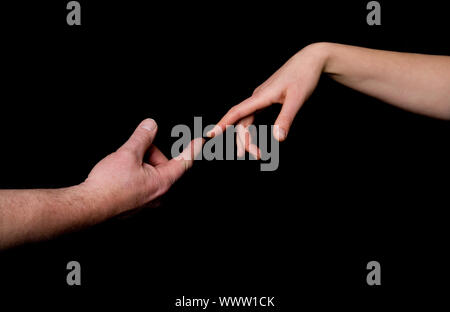 The Creation of Adam. The hand of Man and The hand of God. A section of ...