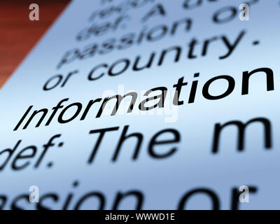 Information Definition Closeup Shows Knowledge Data And Facts Stock ...