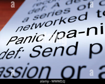 Panic Definition Closeup Shows Trauma Stress And Hysteria Stock Photo ...