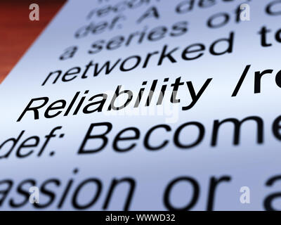 Reliability Definition Closeup Shows Trust Quality And Dependability ...