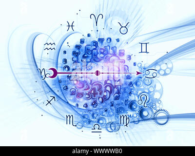 Background design of Zodiac symbols, gears, lights and abstract design ...