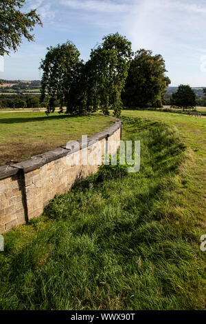 Ha-ha (or ha-ha wall) (also haw-haw) in the gardens at Lacock Abbey ...