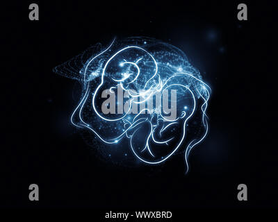 Design composed of drawing of a fetus and abstract design elements as a ...