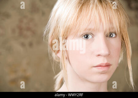 Pretty young gil with blue eyes Stock Photo - Alamy