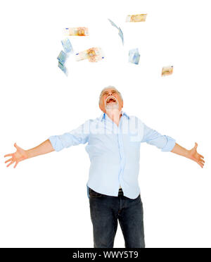 old man throws money in the air Stock Photo - Alamy