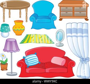 Sofa, armchair, table, mirror .Furniture and home interiorset ...