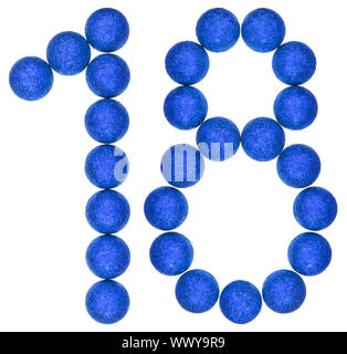 Numeral 18, eighteen, from decorative balls, isolated on white ...