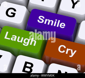 Laugh Cry Smile Keys Representing Different Emotions Stock Photo - Alamy