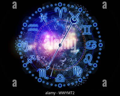 Background design of Zodiac symbols, gears, lights and abstract design ...