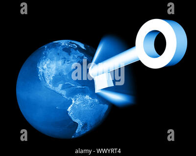 unlock 3d earth in black space Stock Photo - Alamy