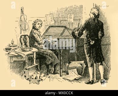 Ludwig van Beethoven playing the piano to friends. German composer ...