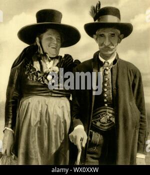 Woman in traditional costume, Styria, postage stamp, Austria Stock ...