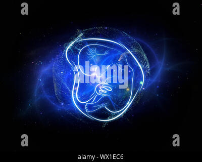 Design composed of drawing of a fetus and abstract design elements as a ...