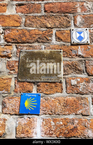 pilgrim route, monument protection, sign, Holy Spirit Church, Wismar ...