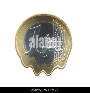 Euro coin melted Stock Photo - Alamy