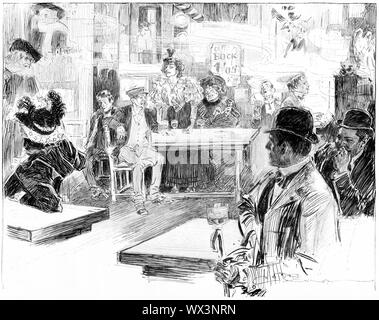 Engraving of a typical scene at a cafe in the 19th century. From Harper ...