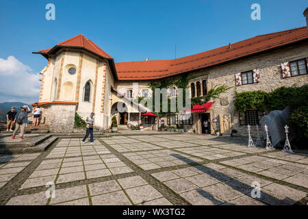 Bled Castle Blejski Grad Overlooking Lake Bled in Slovenia Stock Photo ...