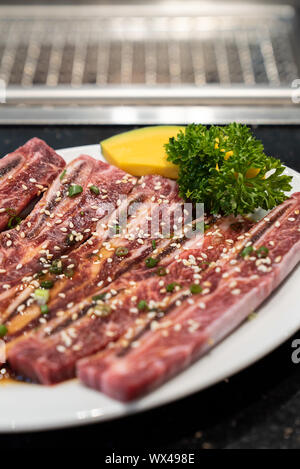 A5 Wagyu, Kobe , Beef Short Ribs teppanyaki, Japanese food Stock Photo ...