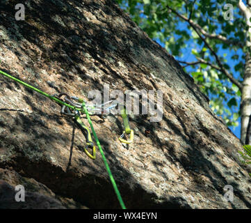 Ready rope safety track for climbing. Active extreme rest in summer for ...