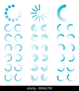 Progress loading indicators set. Load and download, upload element, vector illustration Stock ...