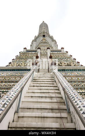 Architectural details of Wat Arun (The Temple of Dawn) in Bangkok. This ...