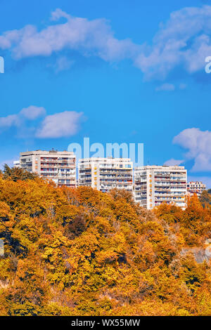 Multi-storey high rise flats. "Dumbreck Court" over Bellahouston Park ...